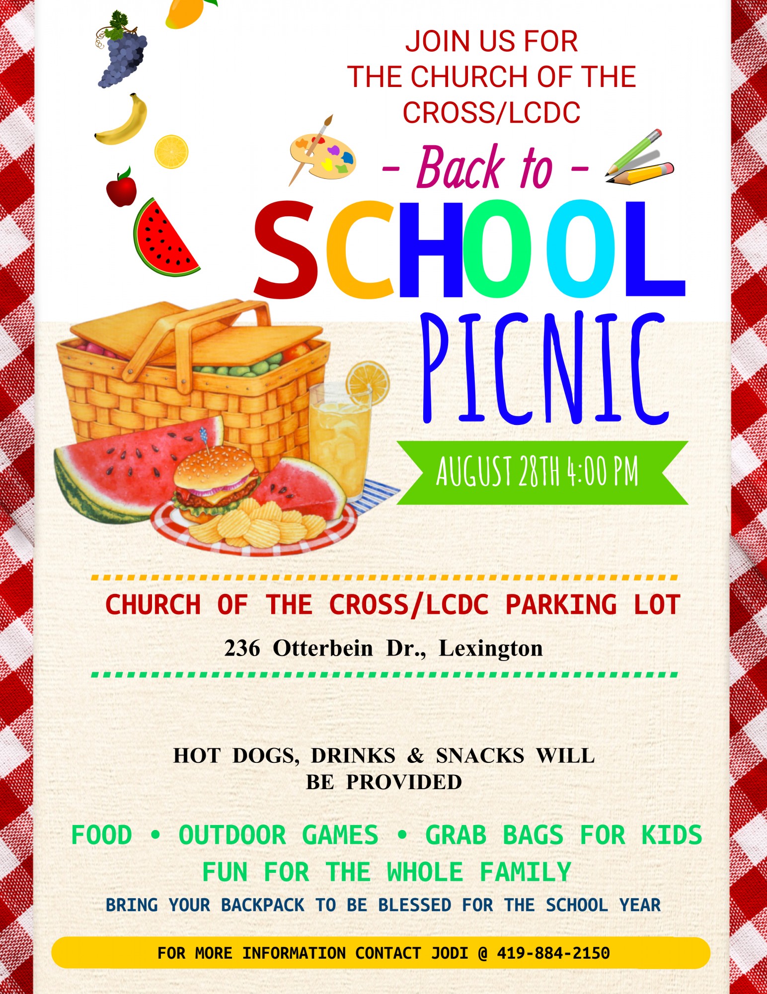 Back to School Picnic - Lexington Church of the Cross
